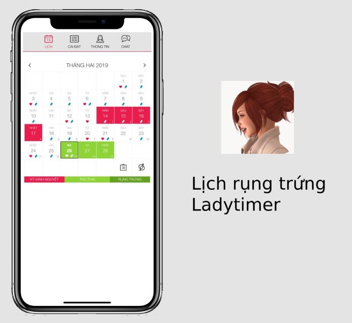 Ứng dụng Ladytimer: Sổ tay về chu kỳ kinh nguyệt và lịch rụng trứng ...
