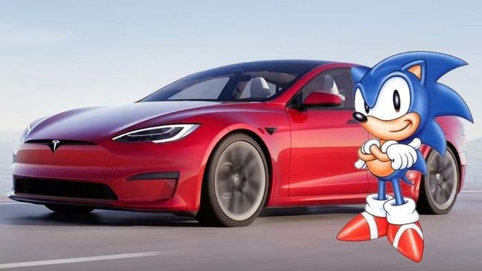 Sự xuất hiện độc đáo của Sonic the Hedgehog trên xe Tesla