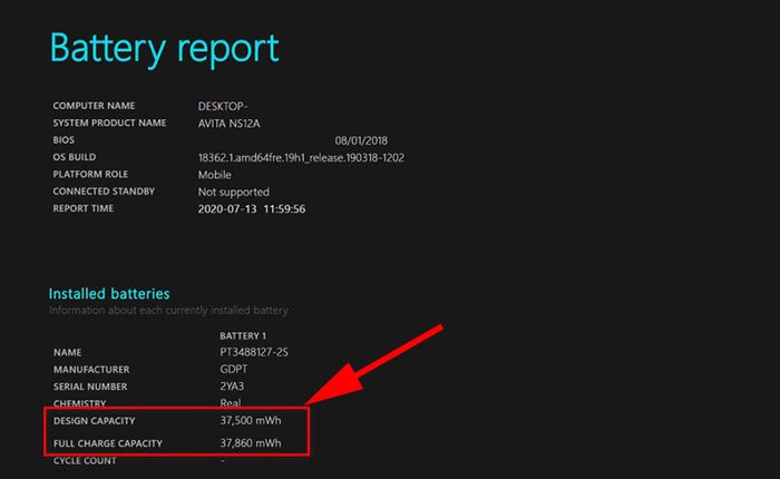 Battery wear là gì? Cách kiểm tra tình trạng chai pin trên laptop - Mytour