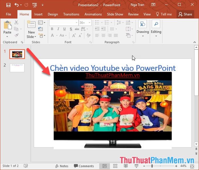 Cách đặt video từ Youtube vào bài thuyết trình Powerpoint