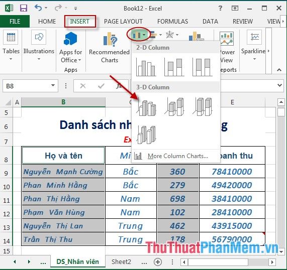 Chèn và hiệu chỉnh biểu đồ trong Excel