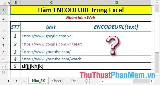 Hàm MÃ HÓA URL trong Excel