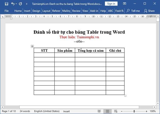 How to Number Tables in Word 2016 and 2013