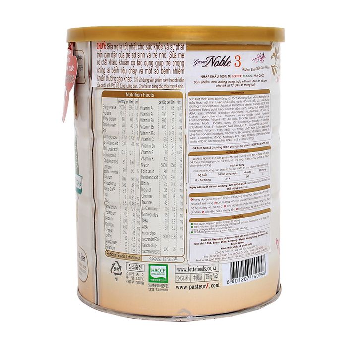 Bí quyết pha chế sữa Grand Noble số 3 cho bé 1-3 tuổi theo tiêu chuẩn ...