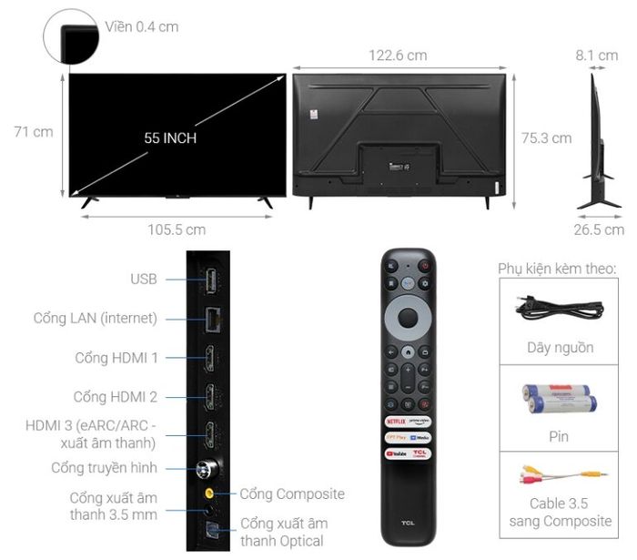 5 Outstanding Highlights of Google 4K TV TCL 55-inch 55P635 | Mytour.vn