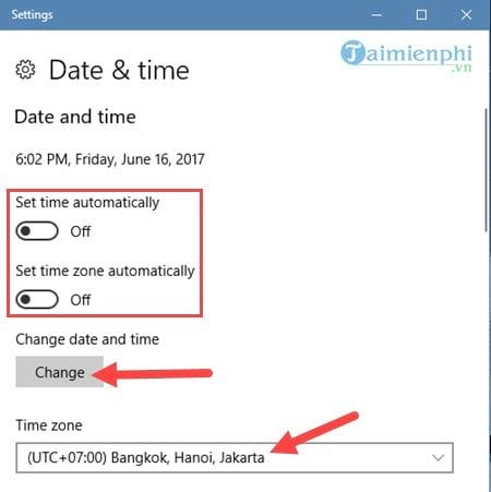 Resetting date and time on Windows 10 computer
