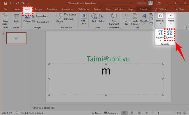 Guide on typing m2, m3, square meters, and cubic meters in Powerpoint 2019