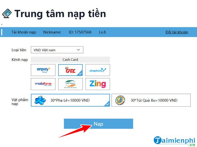 Guide to topping up Honkai Impact 3 via Vinaphone, Viettel, Gate