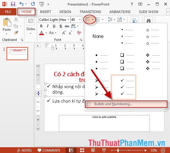 Creating First-Line Indents Using Bullets in PowerPoint