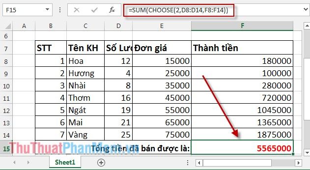 Using CHOOSE with SUM - Conditional Summing in Excel