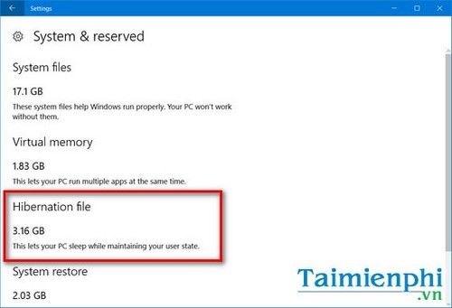 Checking the size of Hibernate files and removing them
