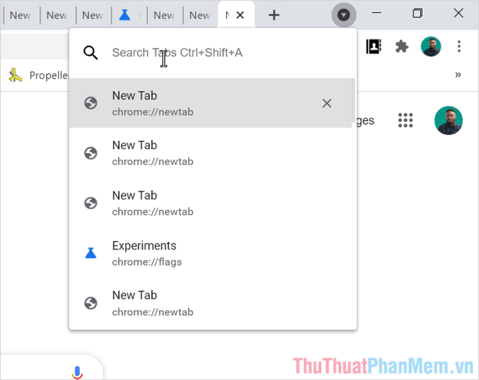 Activating Tab Search on Google Chrome