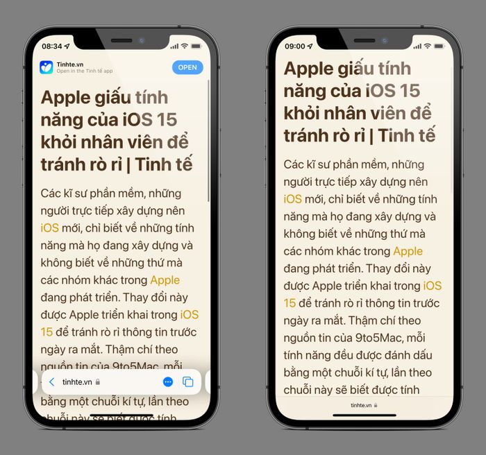 Khám phá giao diện mới của Safari trên iOS15, iPhone 12 Pro