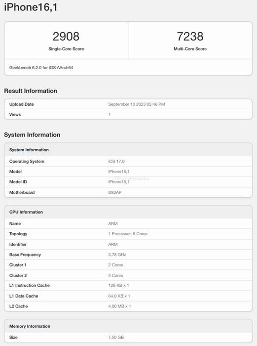 Geekbench Unveils Performance and RAM Capacity of Apple iPhone 15 Pro ...