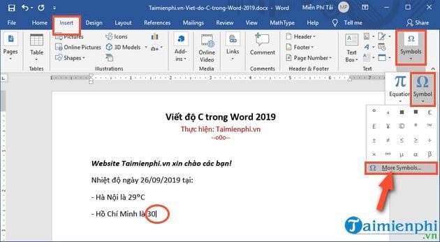 How to Type Celsius Symbol in Word 2019