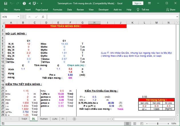Free Excel spreadsheet for eccentric single pile calculation and settlement
