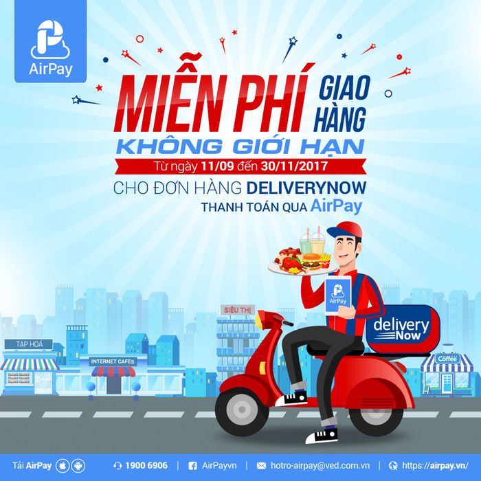 [HOT] Giao hàng miễn phí trên DeliveryNow khi thanh toán qua ví AirPay | Bài viết | Mytour