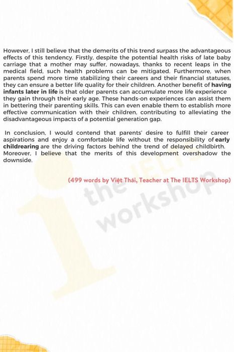 IELTS Writing Task 2 Solution: Delaying Parenthood - Mytour