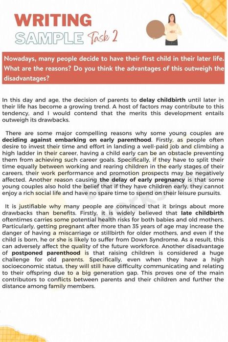 IELTS Writing Task 2 Solution: Delaying Parenthood - Mytour