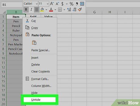 How to Hide Columns in Excel