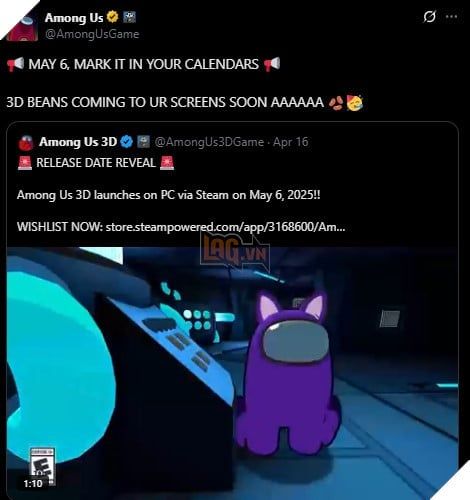 Among Us 3D chính thức công bố ngày ra mắt, khiến cộng đồng fan hứng khởi
