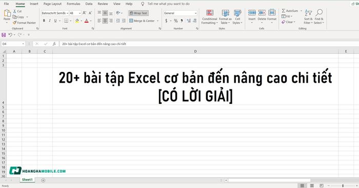 Hơn 20 bài tập Excel từ cơ bản đến nâng cao có kèm lời giải chi tiết giúp bạn nâng cao kỹ năng ...