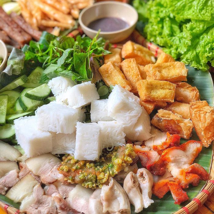 Indulge in the delicious and visually stunning bún đậu mắm tôm dish.