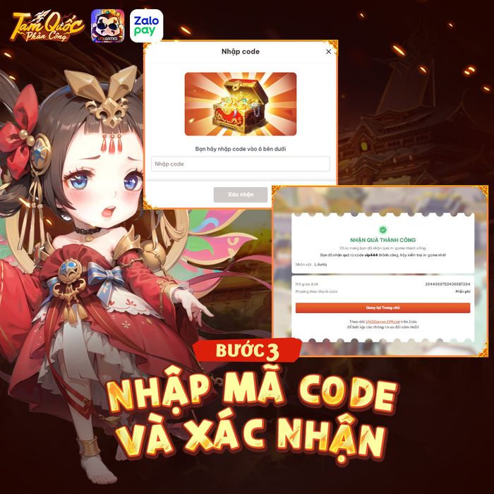 Hướng dẫn chi tiết cách đổi mã code và nạp game H5 Tam Quốc Phản Công VNG.