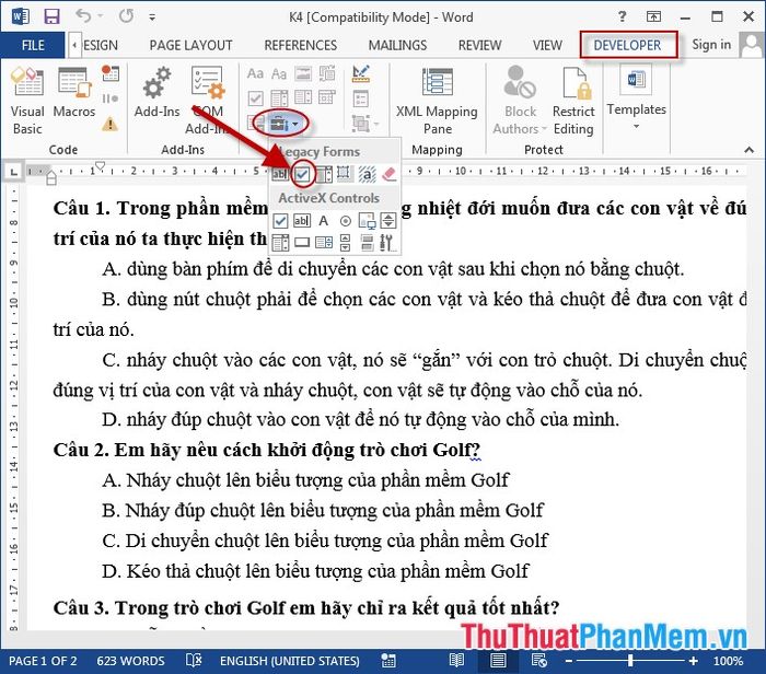 How to insert checkmarks and checkboxes in Word