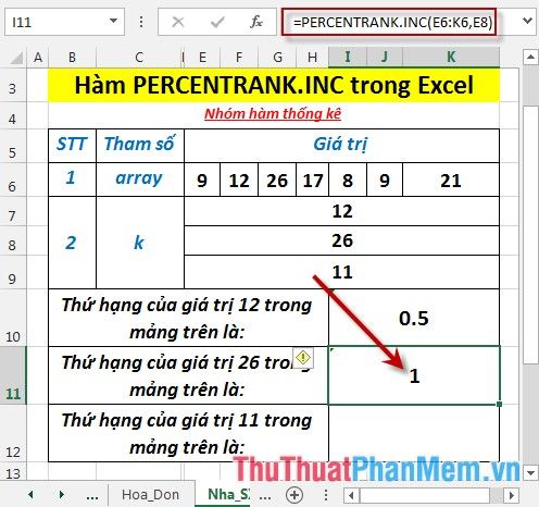 PERCENTRANK.INC Function: Returns the rank of a value in the dataset as ...